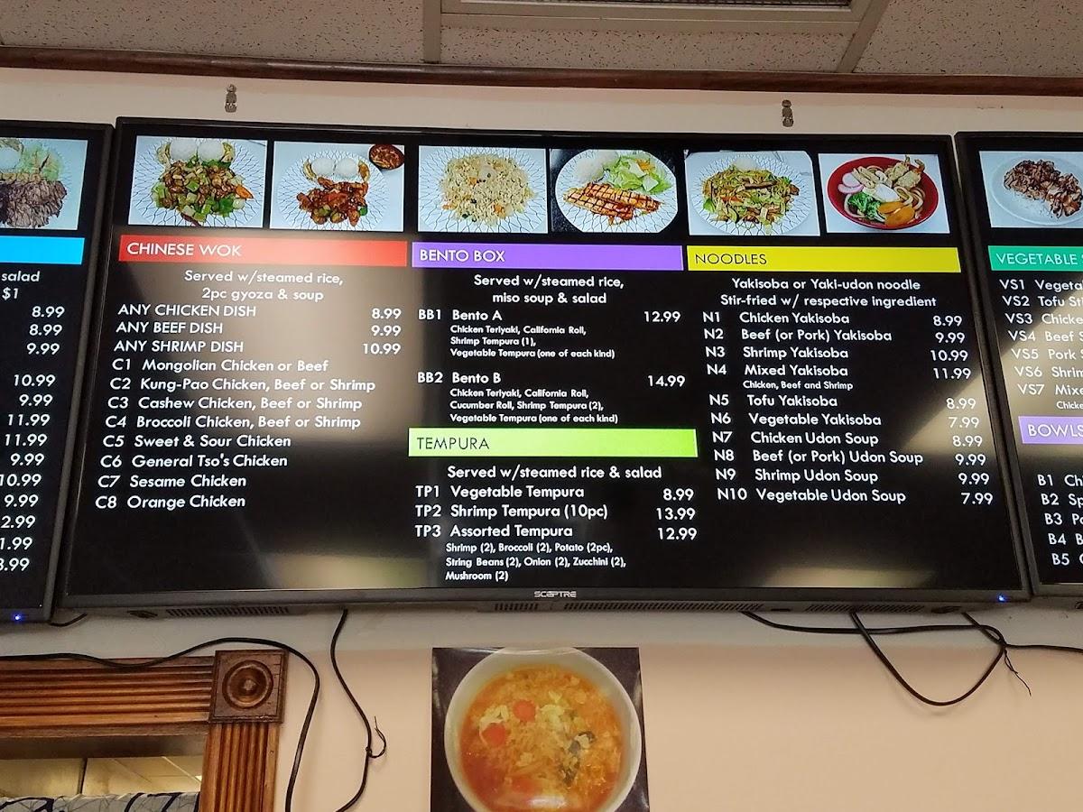Menu at Tokyo Garden restaurant, Mill Creek