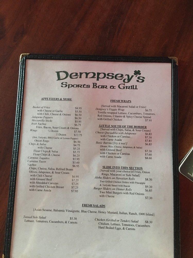 Menu at Dempsey's Sports Bar & Grill, Long Beach