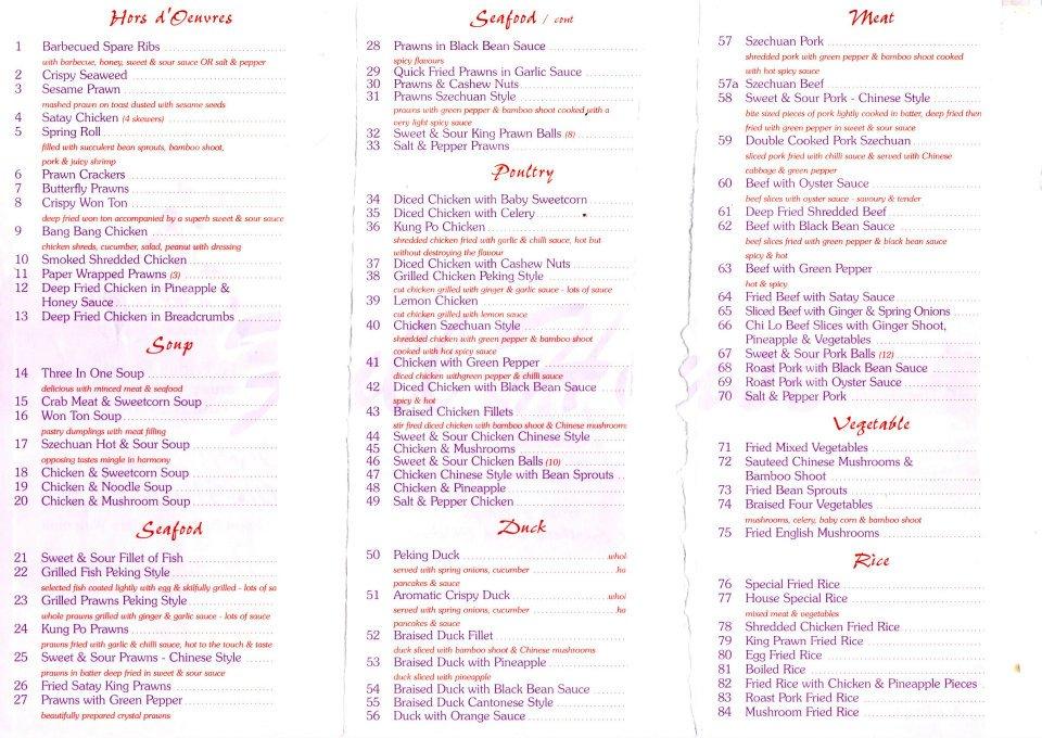 Menu at Full House fast food, Henley-on-Thames