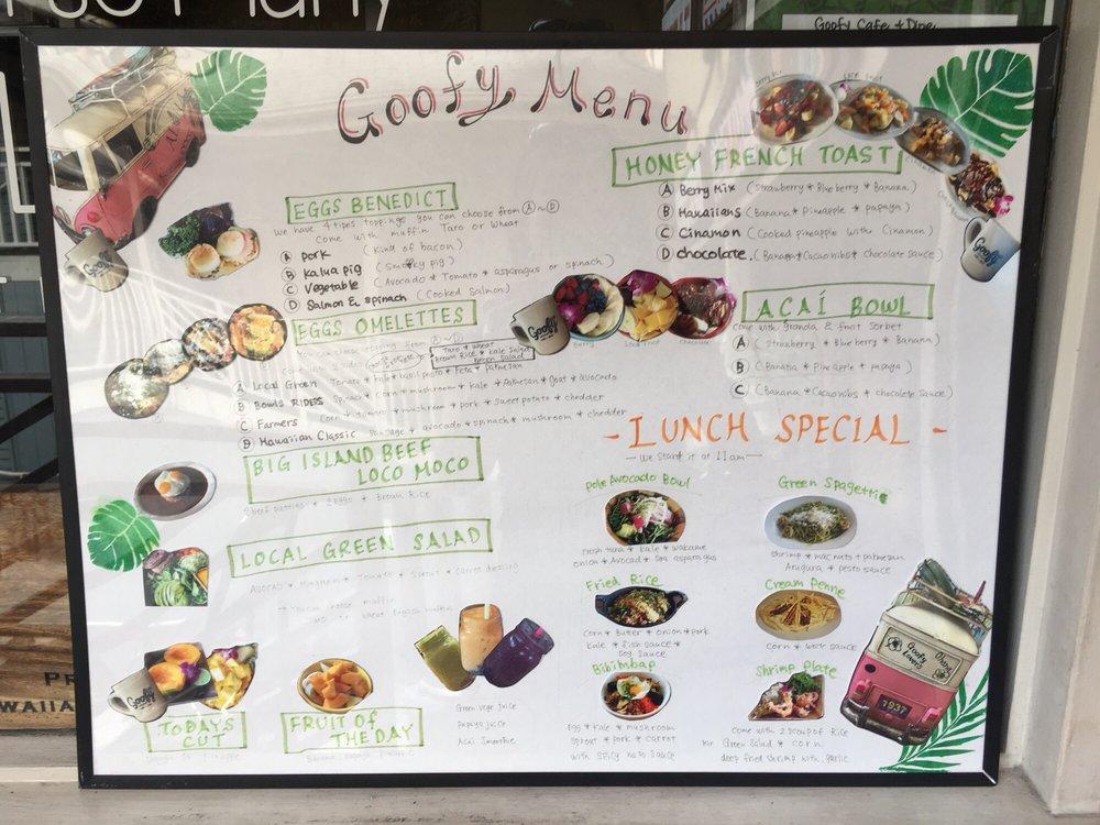 Menu at Goofy Cafe & Dine, Honolulu