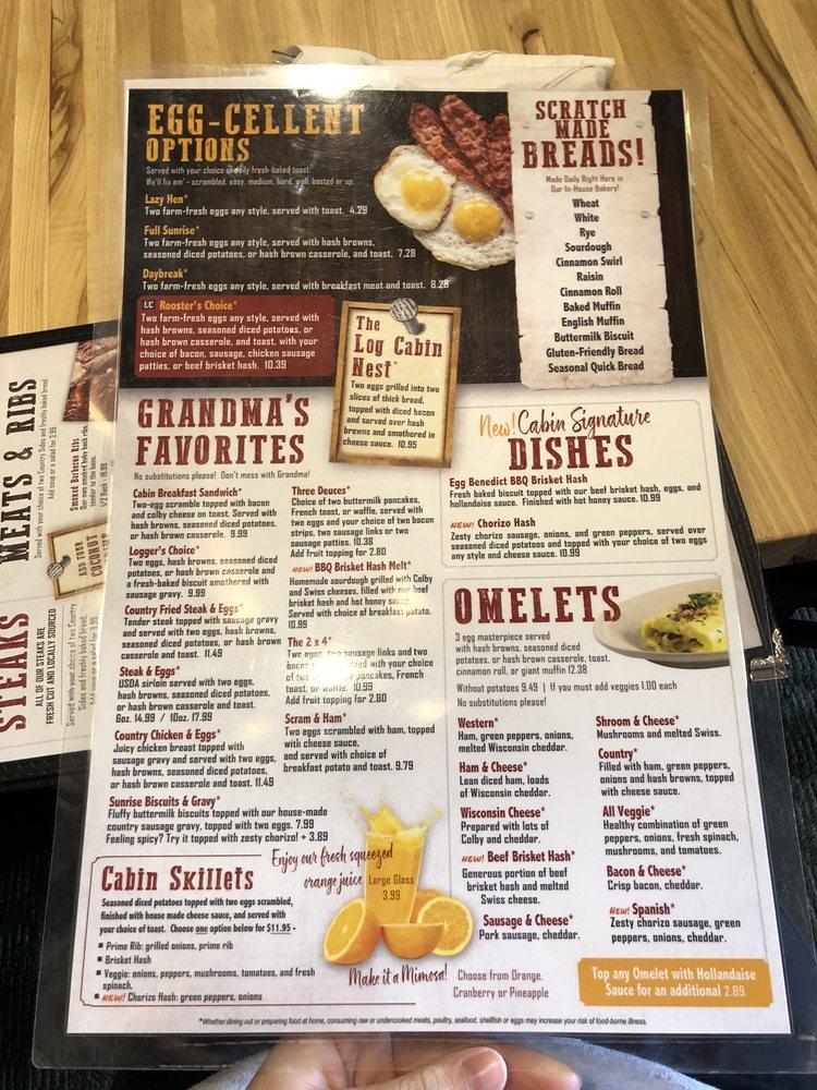 Menu at Log Cabin Family Restaurant, Baraboo, 8th St