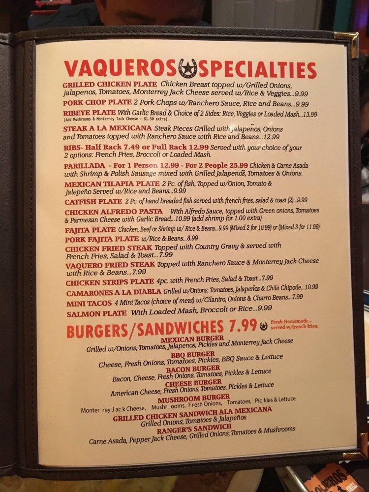 Menu at Los Vaqueros Cafe & Grill, Kyle
