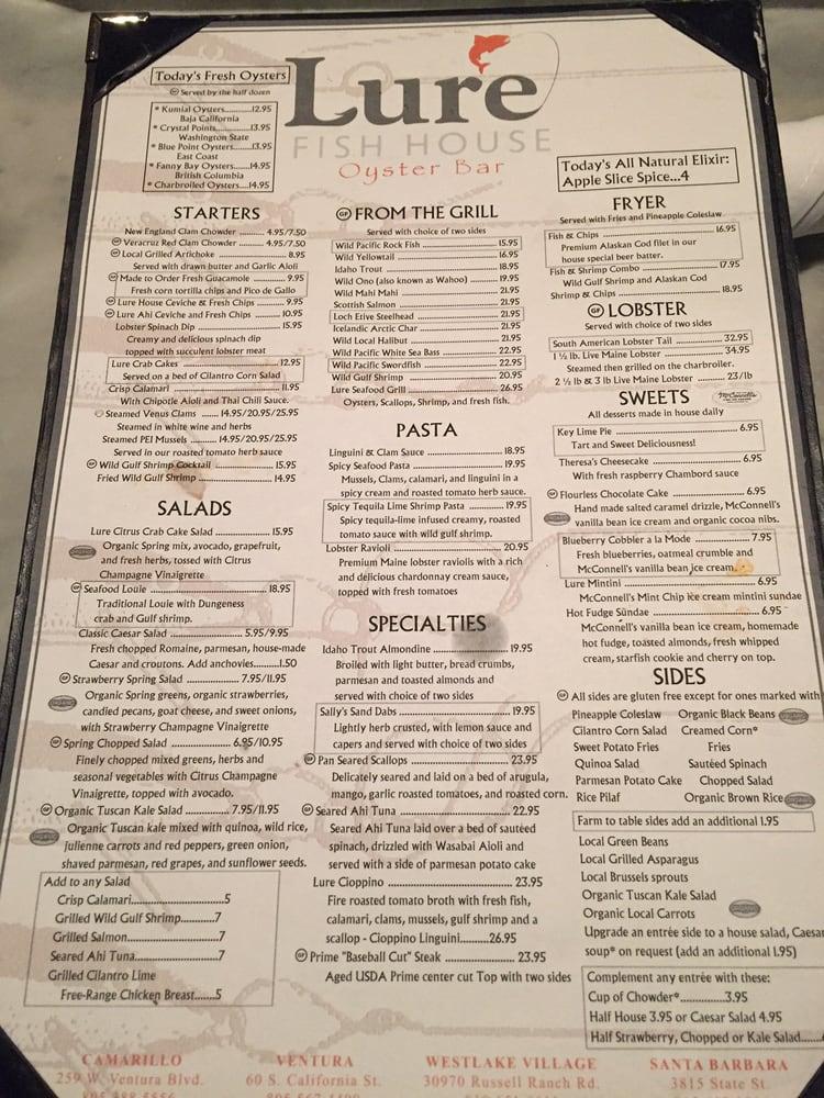 Menu at Lure Fish House pub & bar, Ventura