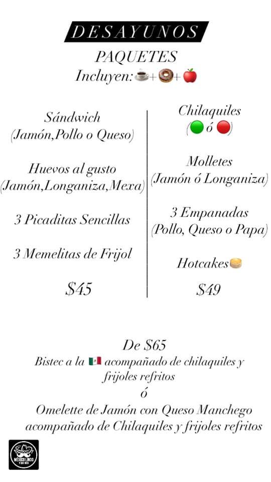 Menu at Mexico lindo y que rico restaurant, Orizaba