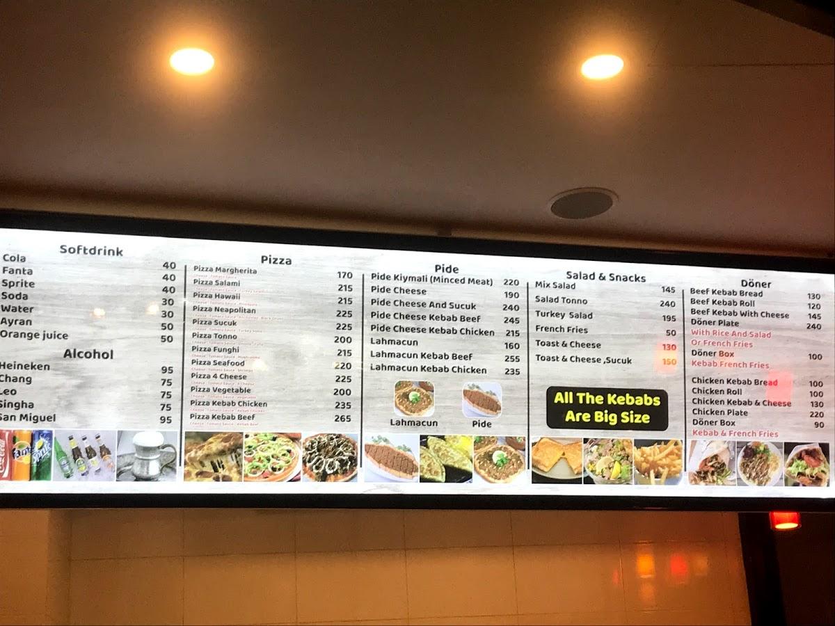 Carta del restaurante Pasha’s Kebab & Pizza, Pattaya
