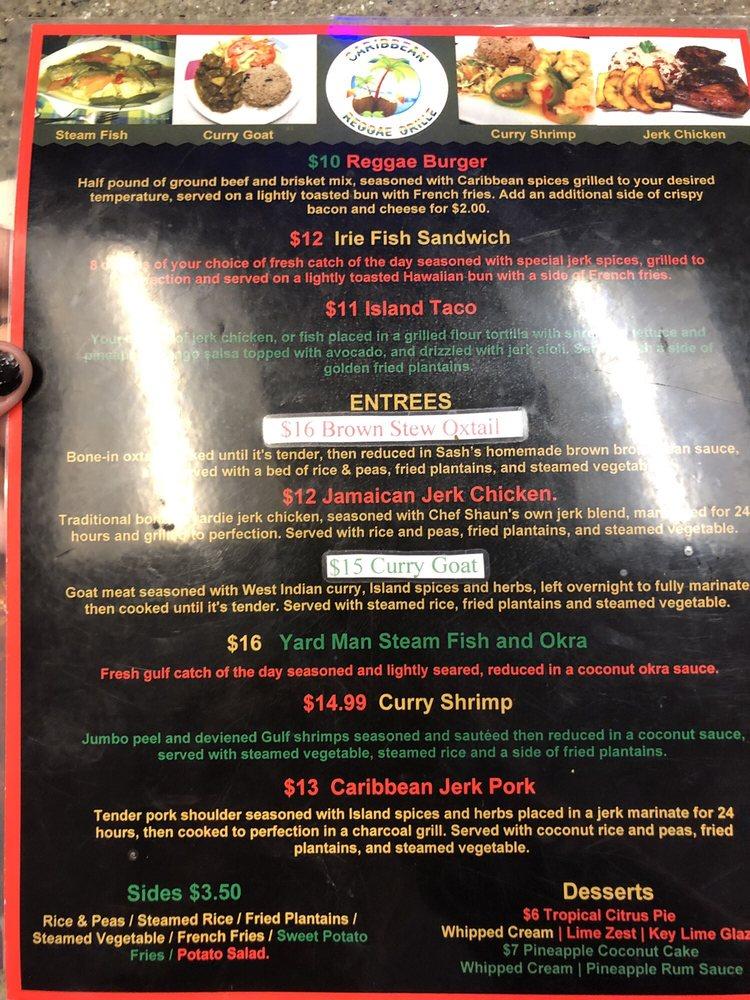 Menu at Reggae Grille restaurant, Destin