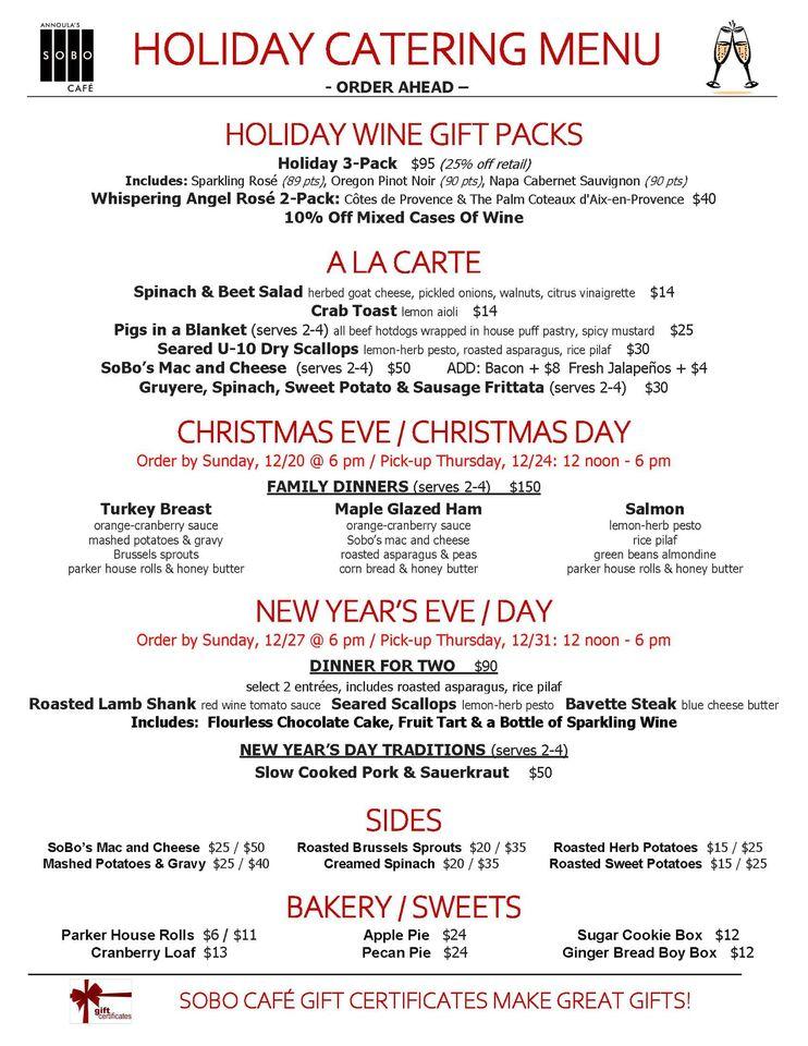Menu at SoBo Cafe, Baltimore