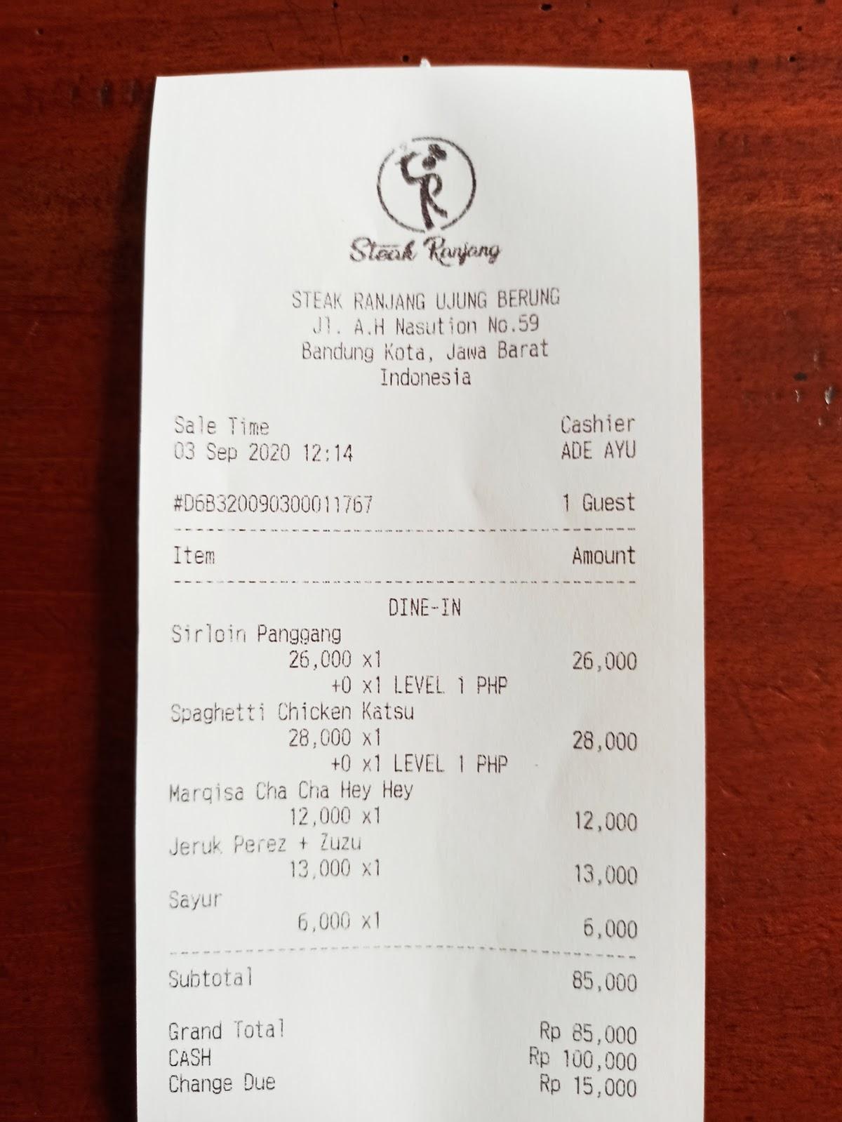 Menu at Steak Ranjang Ujung Berung - Steak Enak di Bandung restaurant ...