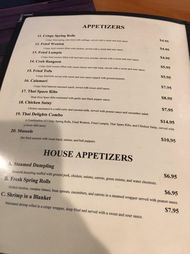 Menu at Thai Delights Restaurant, Destin, 821 Harbor Blvd