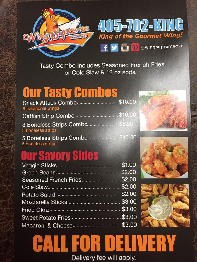 Menu at Wing Supreme OKC restaurant, Oklahoma City, N Lincoln Blvd