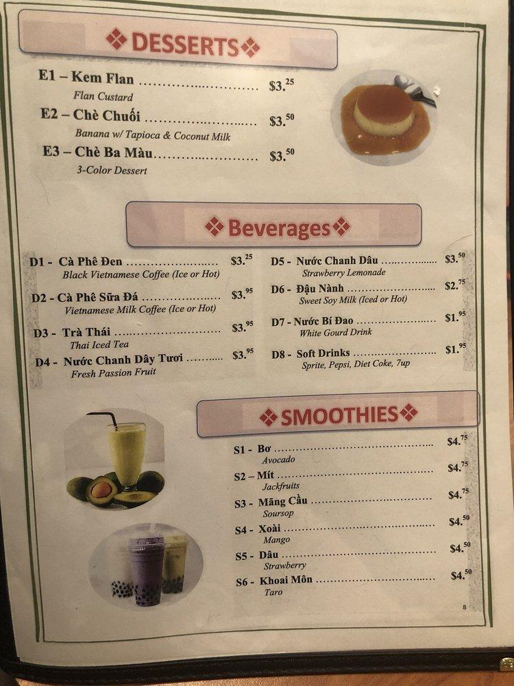 Menu at Bun and Pho House restaurant, Portland