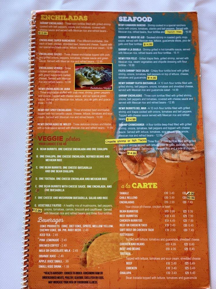 Menu at El Rancho Mexican Restaurant, Gaylord
