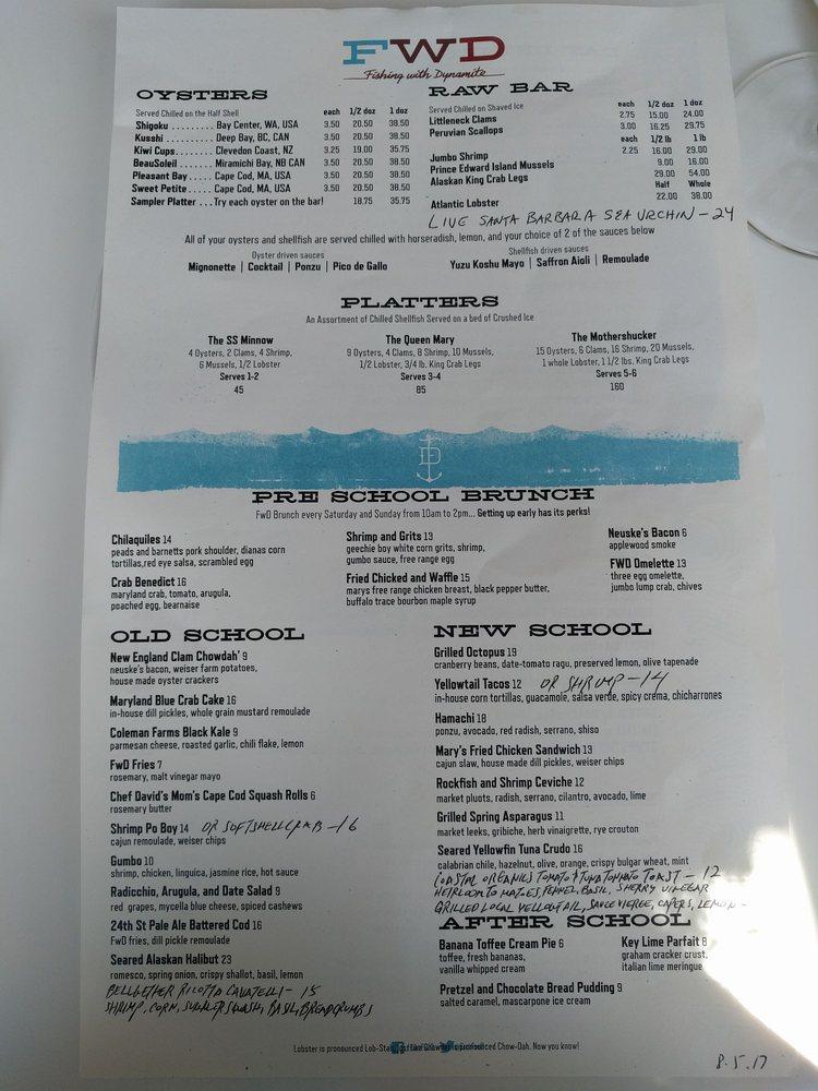 Menu at Fishing With Dynamite pub & bar, Manhattan Beach