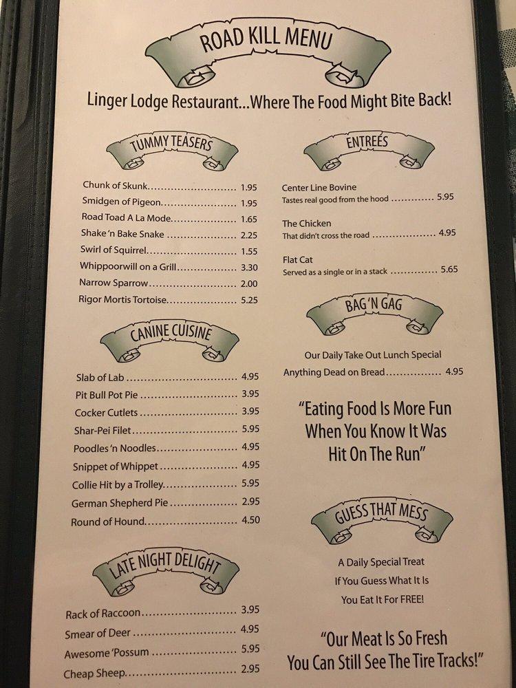 Menu at Linger Lodge Restaurant, Bradenton