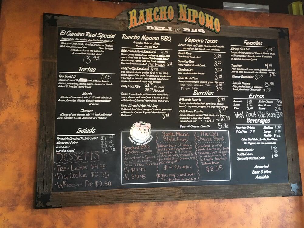 Menu at Rancho Nipomo BBQ, Nipomo