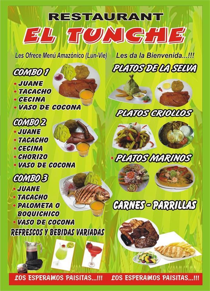 Menu at El Tunche restaurant, Ate