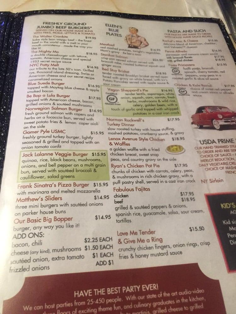 Menu at Ellen's Stardust Diner BBQ, West New York