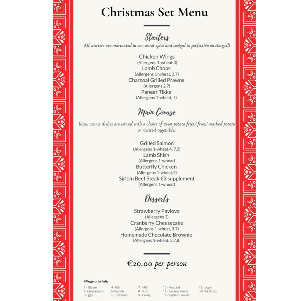 Menu at Ignite Charcoal Grill restaurant, Cork
