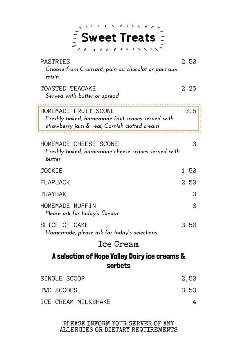 Menu at Little Fika Cafe, Whaley Bridge