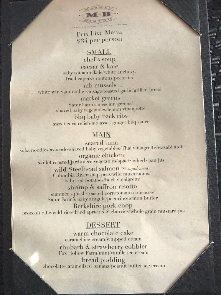 Menu at Market Bistro pub & bar, Jericho
