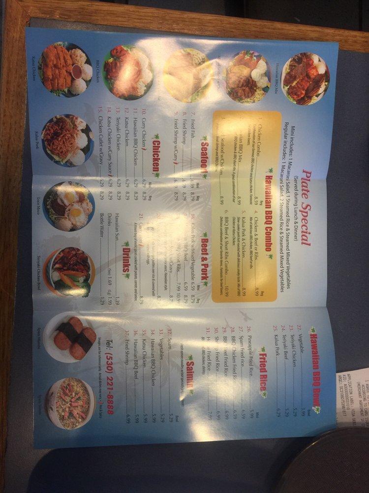 Menu at Niu Hawaiian BBQ, Redding
