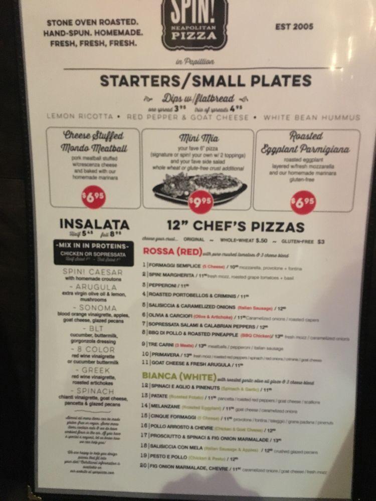 Menu at SPIN! Pizza pizzeria, Papillion, 248 Olson Dr