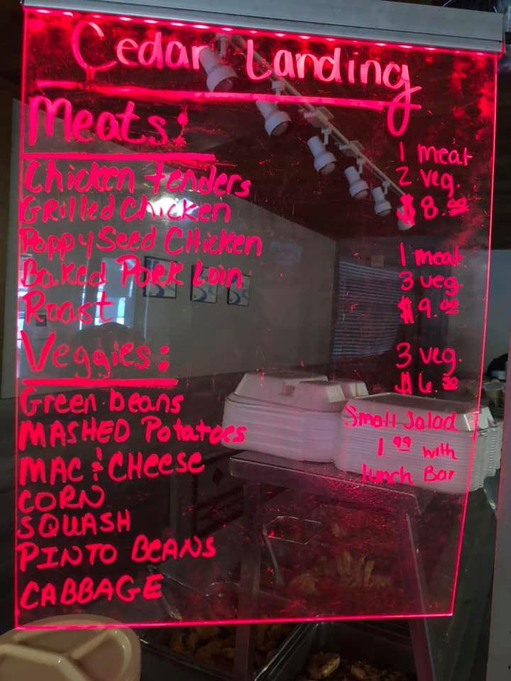 Menu at Cedar Landing restaurant, Winfield