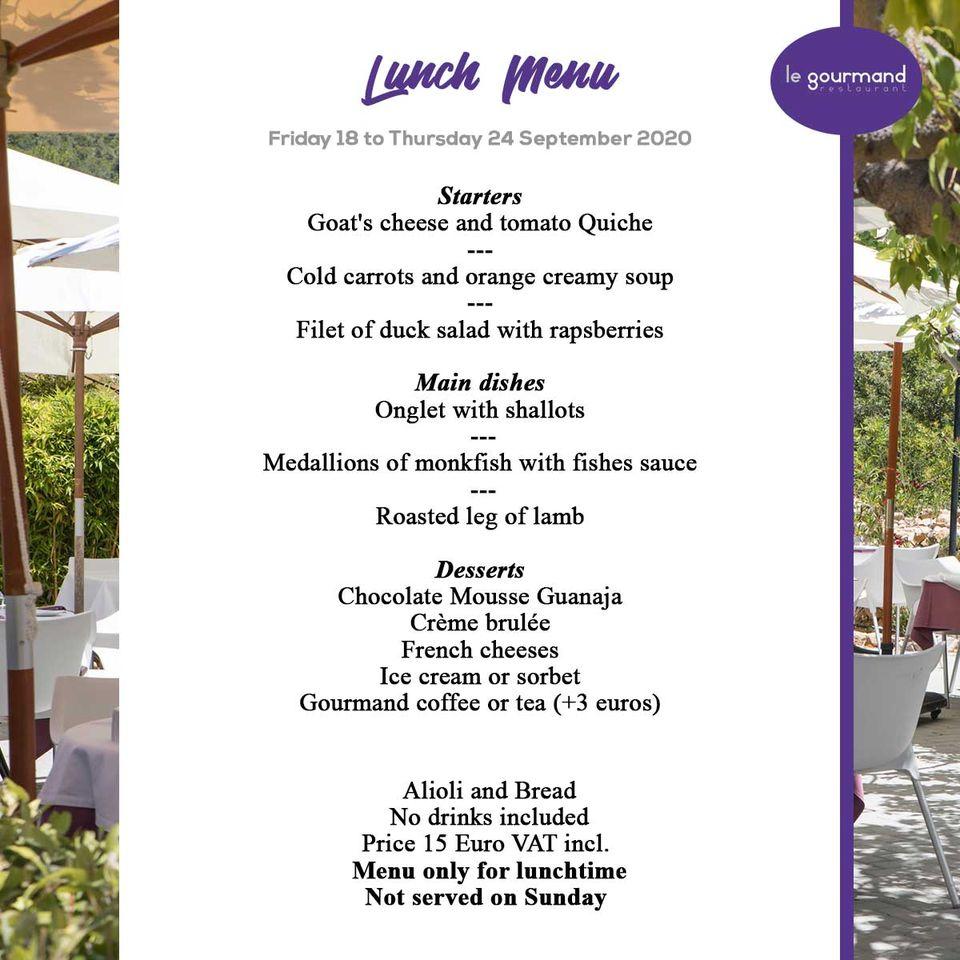 Menu at Le Gourmand Restaurant, Xàbia