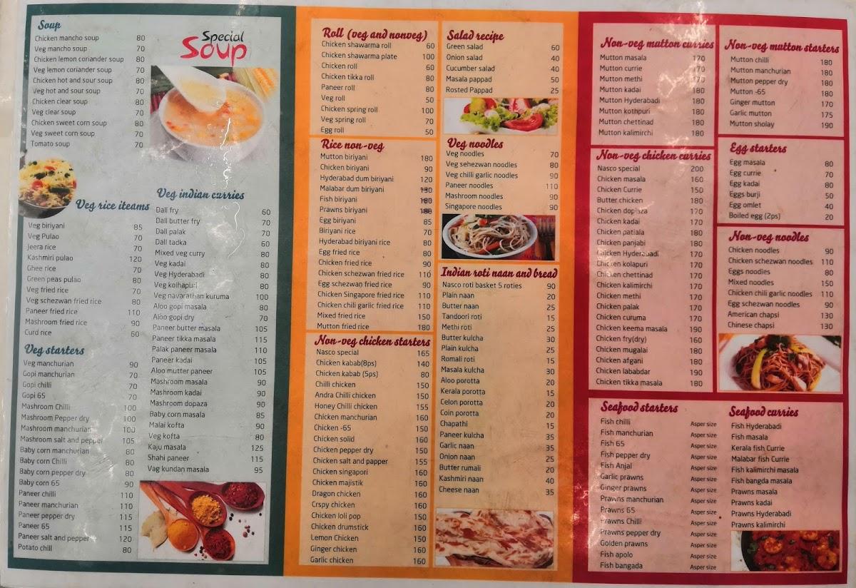 Menu at Nasco restaurant, Bengaluru