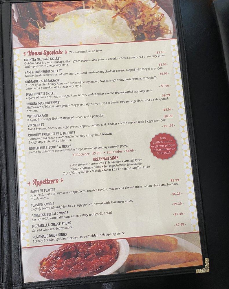 Menu at Nick's Pancake House restaurant, Jerseyville