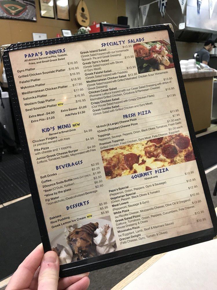 Menu at Papa's Greek family restaurant, Papas pizza, Virginia Beach