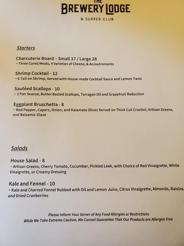 Menu at The Brewery Lodge & Supper Club, Michigan City