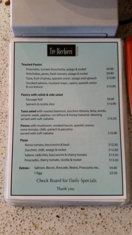 Menu at enoteca tre bicchieri pub & bar, Carlton North