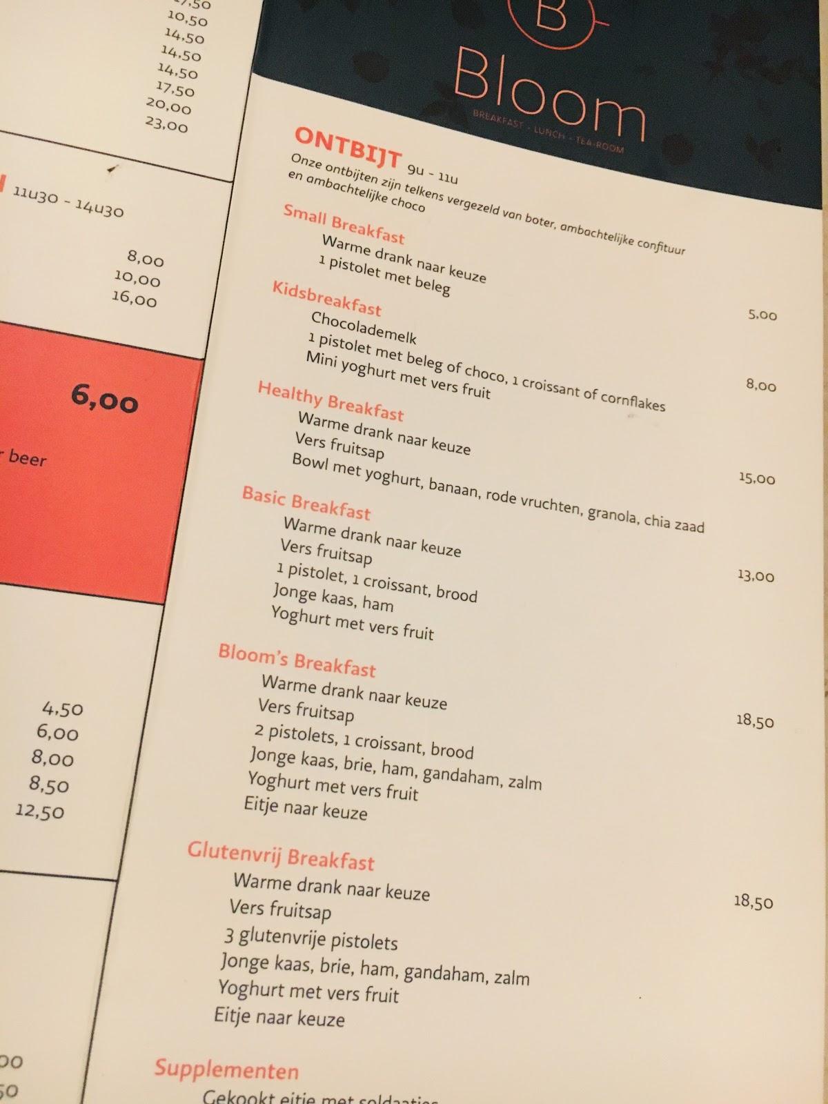 Menu au Bloom, Knocke-Heist