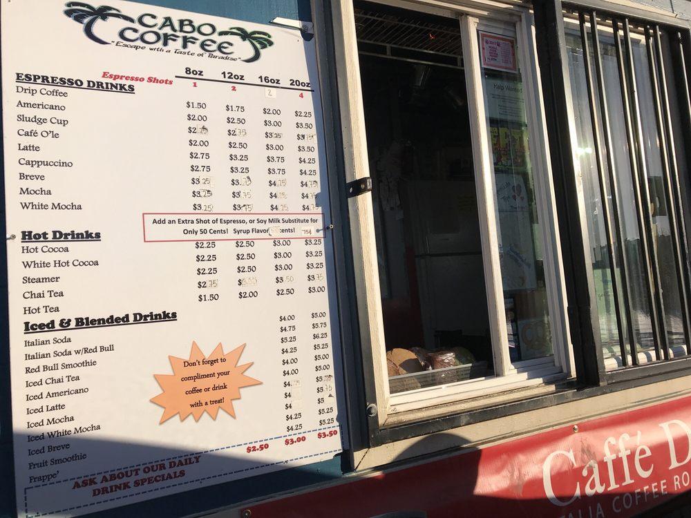 Menu at Cabo Coffee Abbott cafe, Anchorage