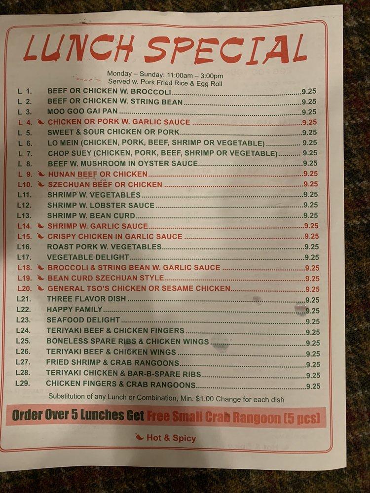 Menu at Chef Mei Chinese Restaurant, Ludlow