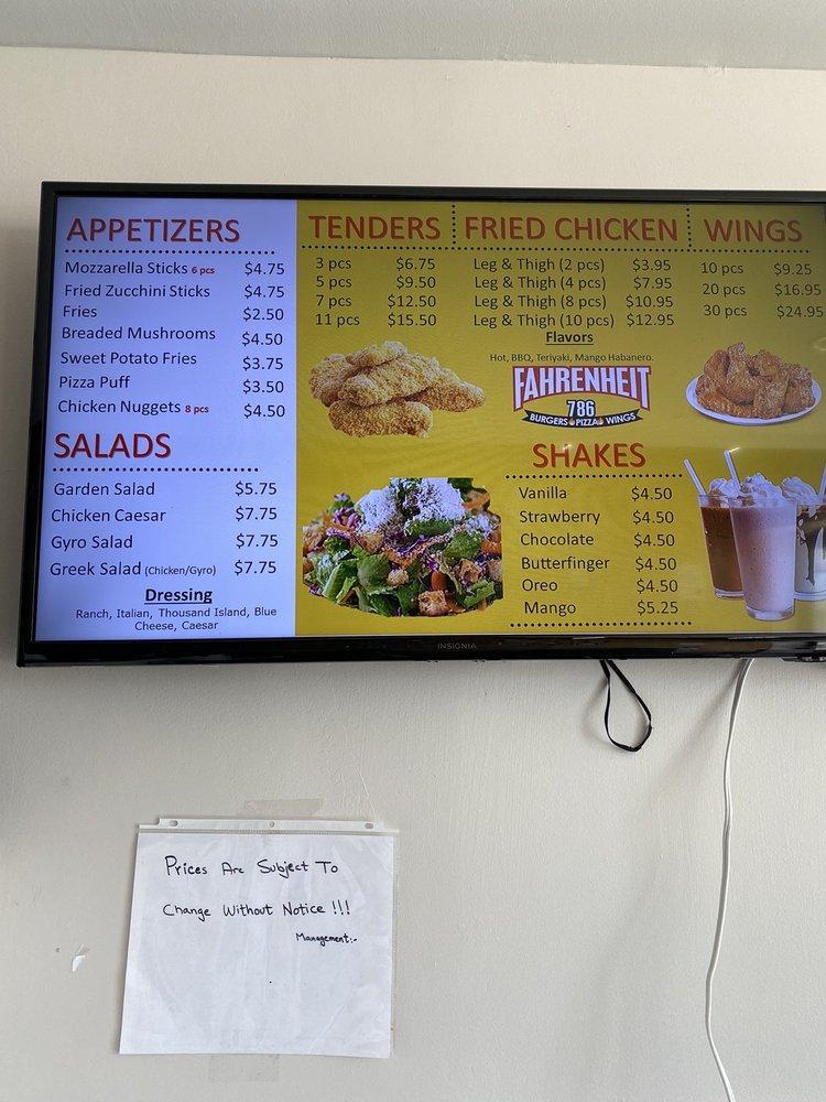 Menu at Fahrenheit 786 restaurant, Glendale Heights