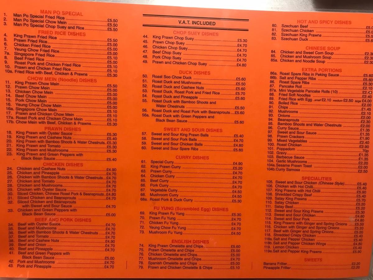 Menu at Man PO fast food, Cardiff