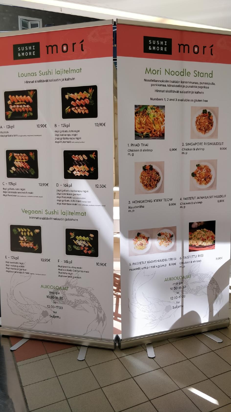 Menu at Mori Sushi & More restaurant, Tampere