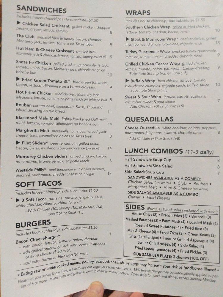 Menu at Seven Senses Food & Cheer restaurant, Cookeville