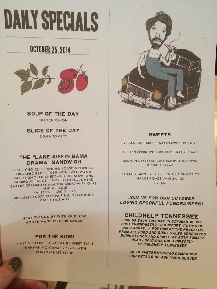 Menu at The Tomato Head pizzeria, Knoxville, 7240 Kingston Pike # 172