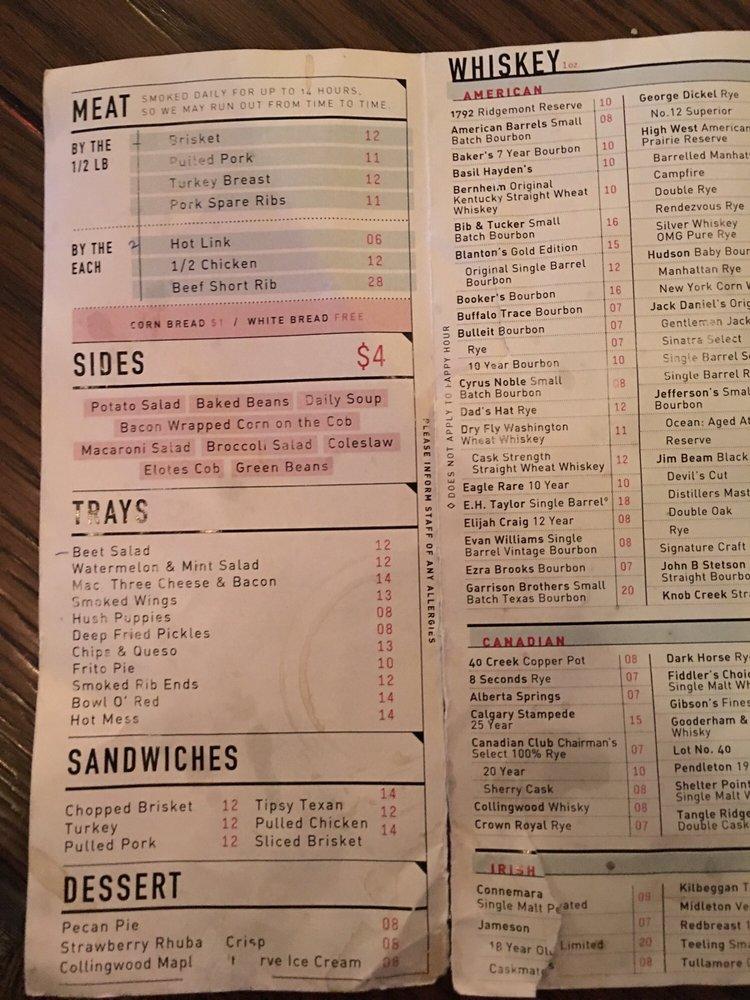 Menu at Hayden Block Smoke & Whiskey pub & bar, Calgary
