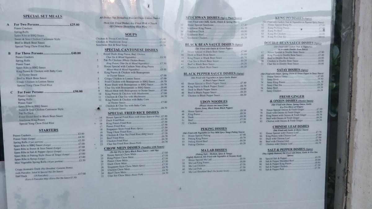 Menu at Shanghai City fast food, Richmond