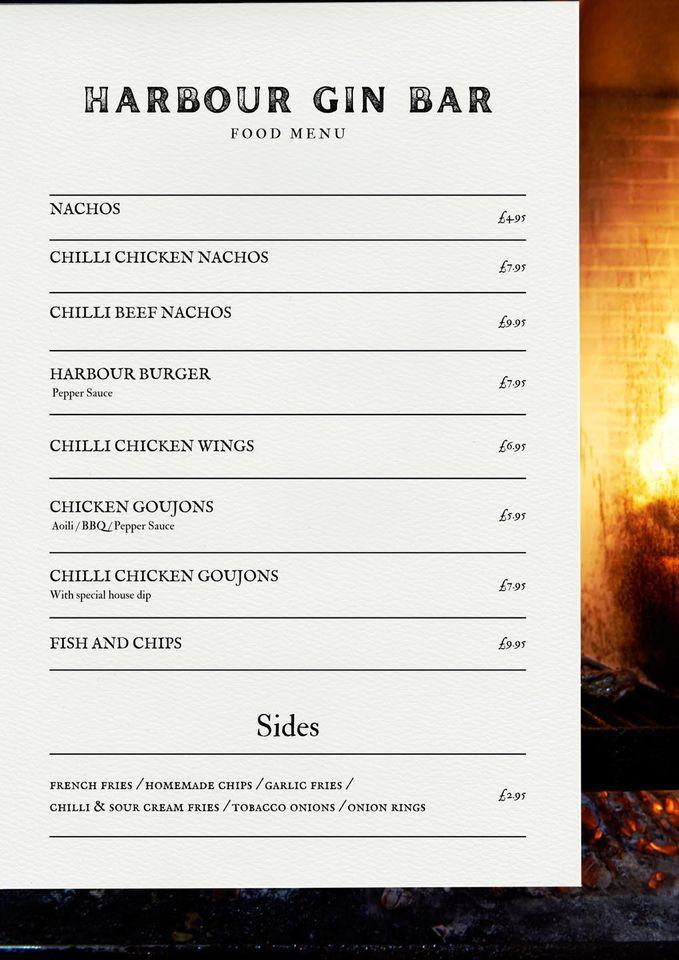 Menu at The Harbour Bar, Portrush