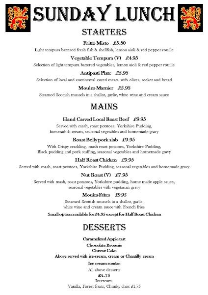 Menu at The Red Lion Inn pub & bar, Rochdale, Whitworth Square