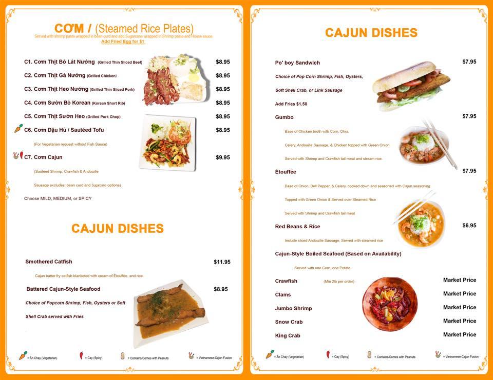 Menu at Crazy Pho Cajun restaurant, Federal Way