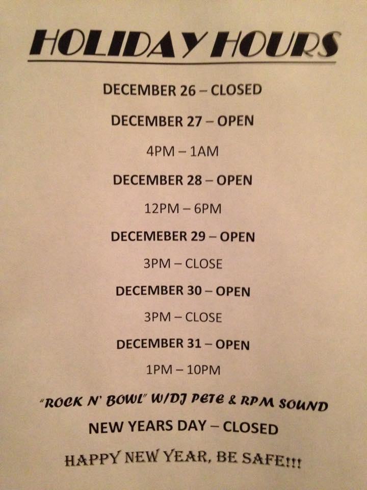 Menu at Cy's Bowling Lanes & Lounge restaurant, Aylmer