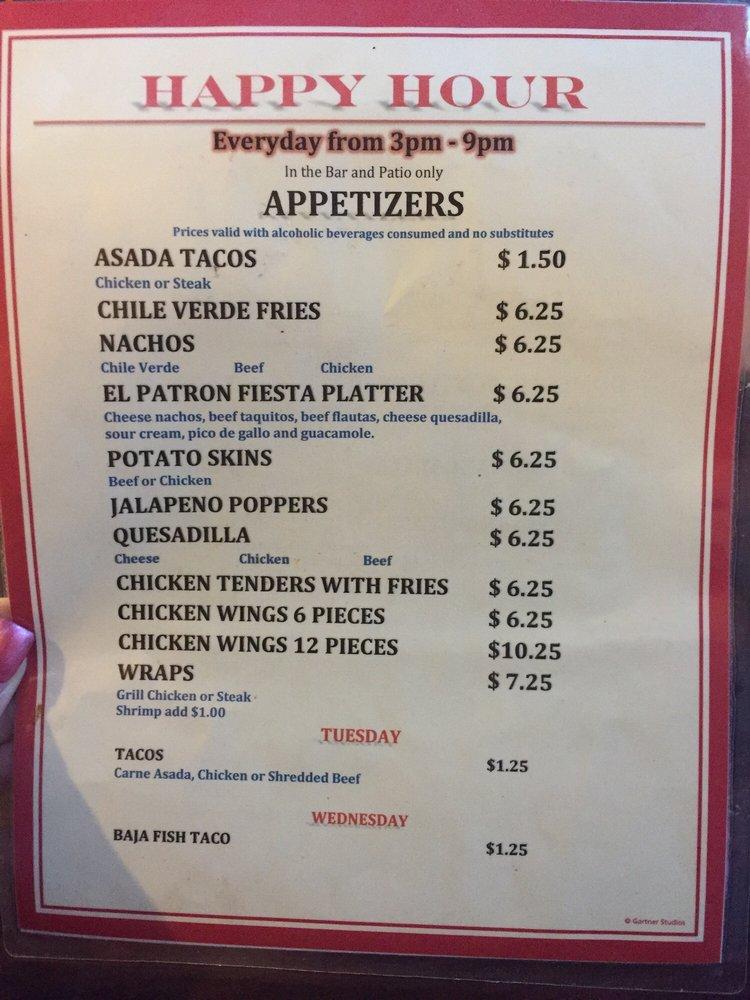 Menu at El Patron Bar and Grill, Bakersfield, Panama Ln