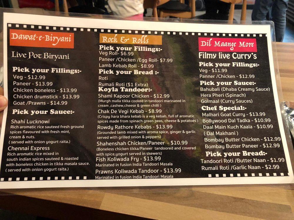 Menu at Fusion India restaurant, Bothell