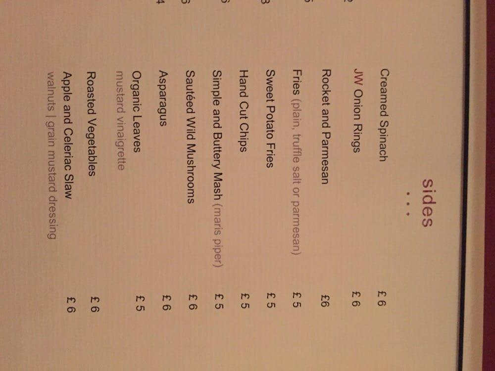 Menu at JW Steakhouse, London